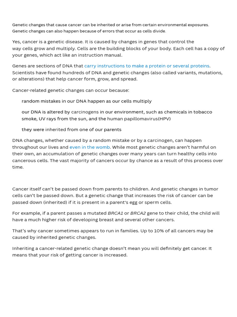 Cancer and Its Inheritance | PDF