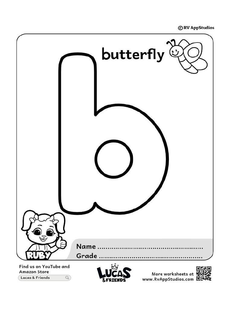 348 Free Printable Worksheets For Kids Alphabet Letter B Coloring BW | PDF