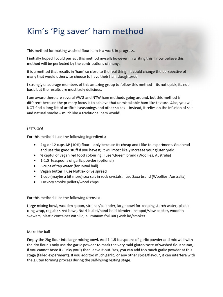 Kim's 'Pig Saver' Ham | PDF | Food And Drink Preparation | Foods