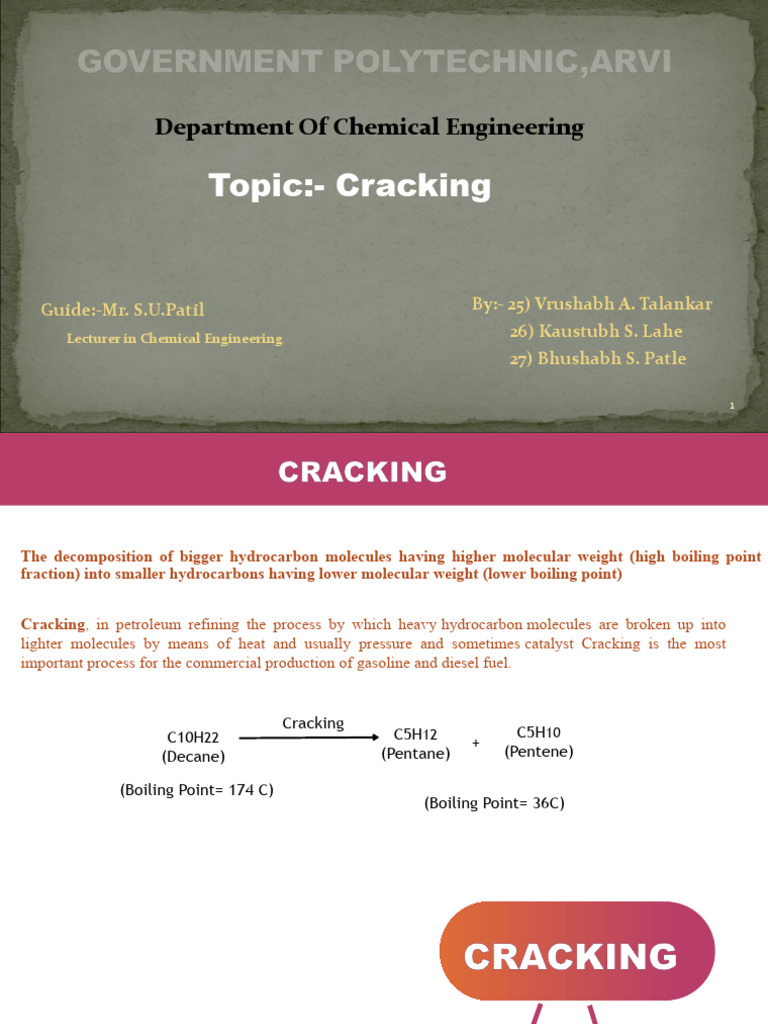 Government Polytechnic, Arvi Topic:-Cracking: Department of Chemical Engineering | PDF ...