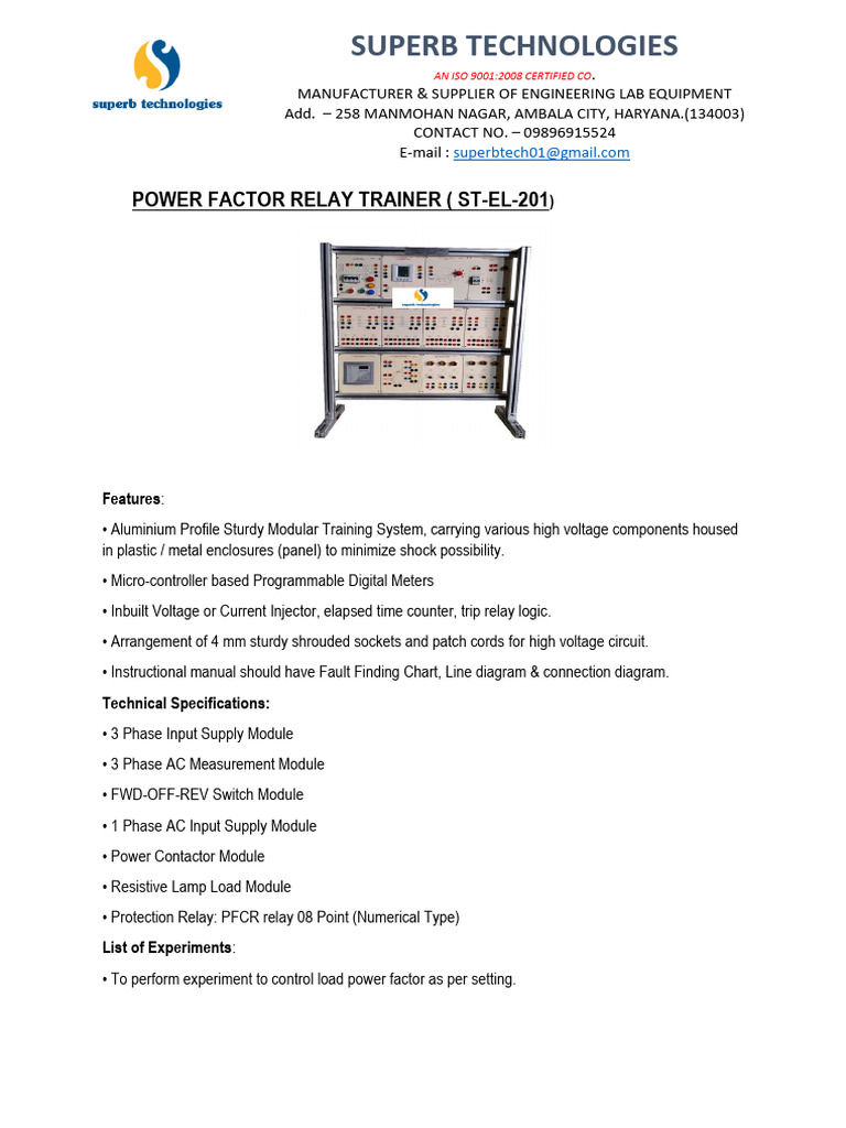 Power Factor Relay Trainer | PDF