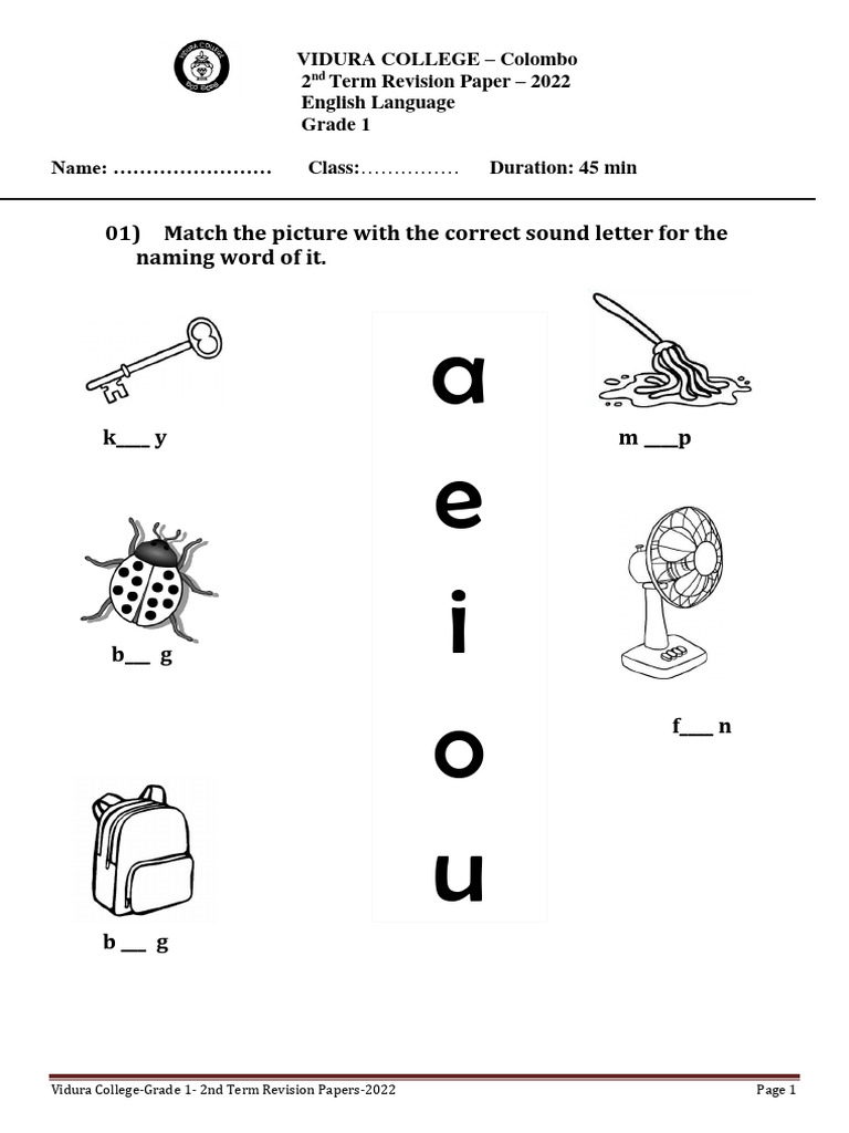 Grade 1 English 2nd Term Revision 2022 | PDF | Linguistic Morphology ...