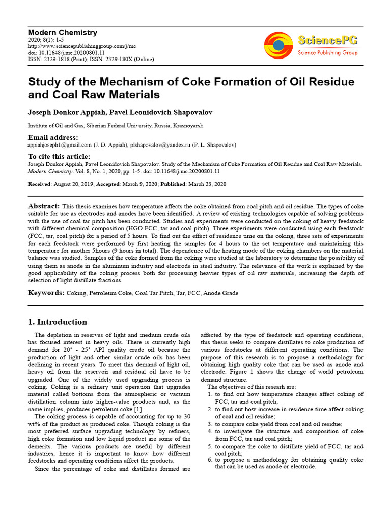 Study of The Mechanism of Coke Formation of Oil Re | PDF | Cracking ...