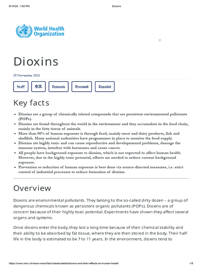 Dioxins - WHO | Download Free PDF | Polychlorinated Dibenzodioxins ...