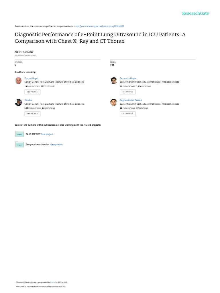 6 Pt POCUS Lung vs CXR in ICU Pts | Download Free PDF | Ct Scan ...