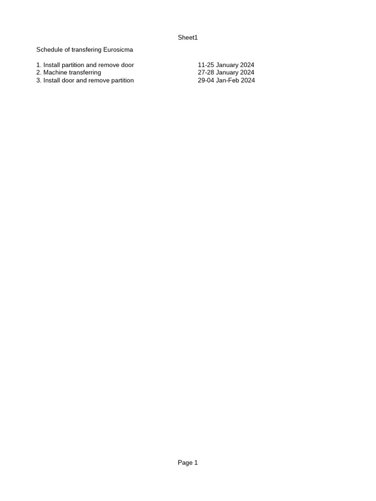 Schedule Eurosicma | PDF