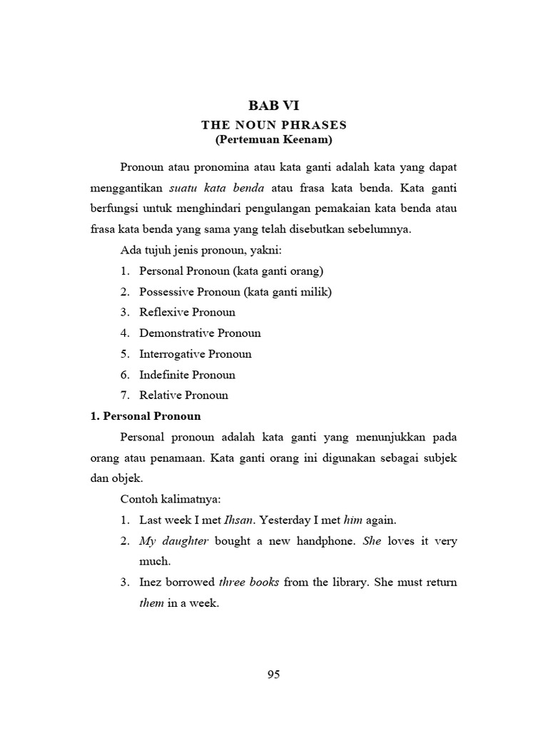 Jenis-Jenis Kata Ganti dalam Bahasa Inggris | PDF