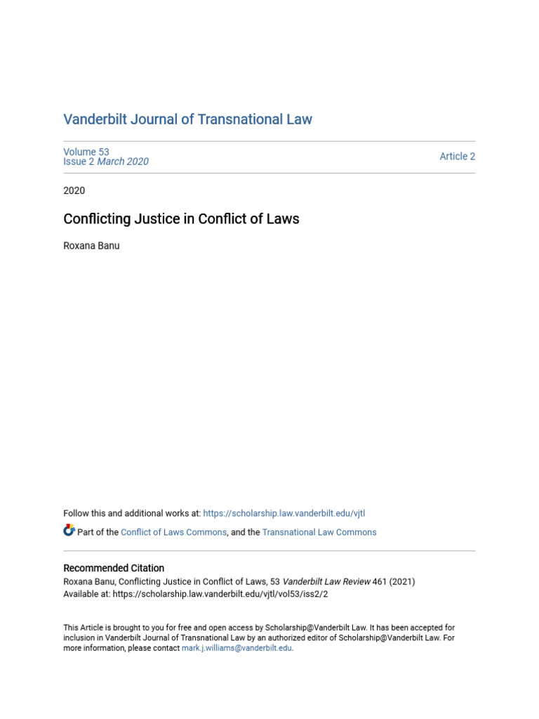 Conflicting Justice in Conflict of Laws | PDF | Choice Of Law | Justice