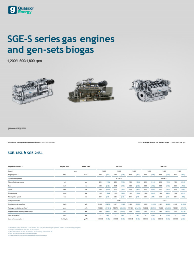 SGE S Series Gas Engines and Gen Sets Biogas GE - Rev | PDF ...