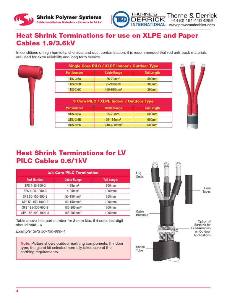 3.3kV Cable Terminations XLPE PILC Heat Shrink Cable Terminations | PDF | Equipment | Building ...