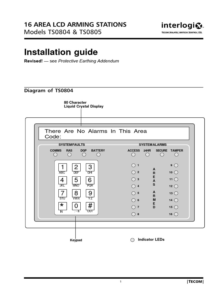 TS0804 Remote Arming Station Guide | PDF | Local Area Network | Equipment