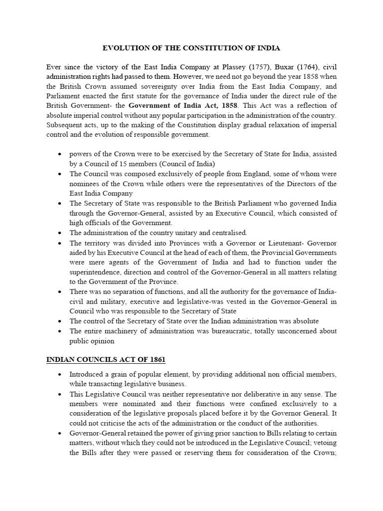 Evolution of The Constitution of India | PDF | Partition Of India ...