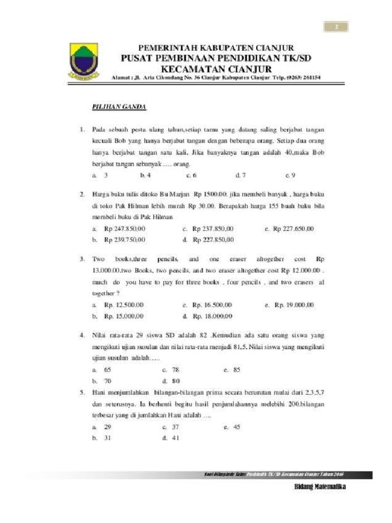 Soal TK OLIMPIADE | PDF