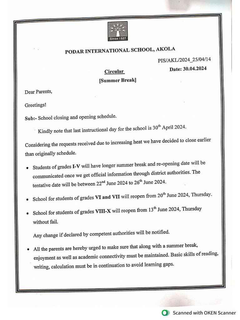 1714473270980.Summer break circular | PDF