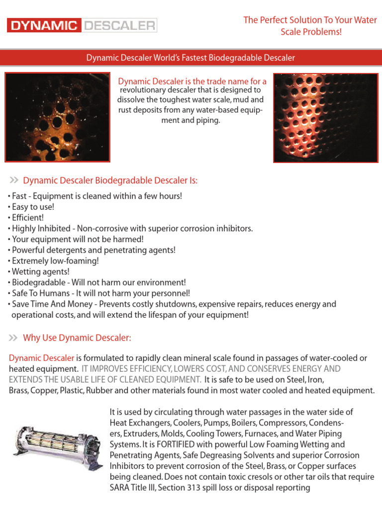 Dynamic Descaler: Fast, Eco-Friendly Solution | PDF | Corrosion | Water