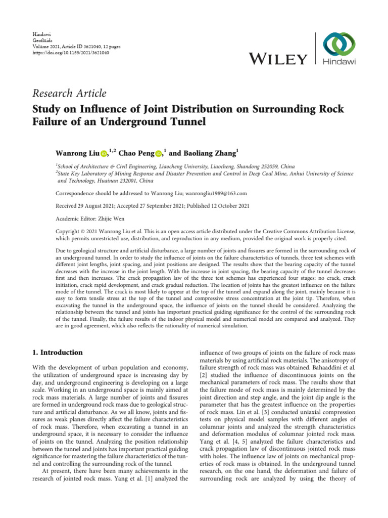 Study on Influence of Joint Distribution on Surrounding Rock Failure of ...