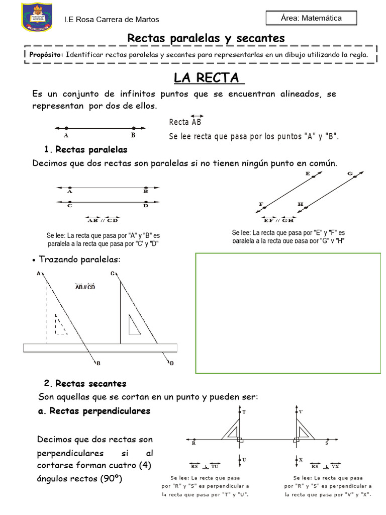 Ficha de Rectas | PDF | Perpendicular | Conceptos matemáticos