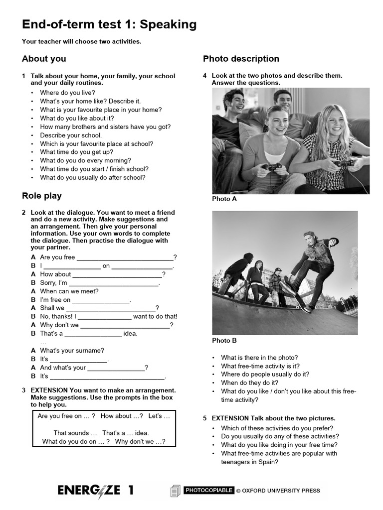 EN1 EOT1 Speaking | PDF