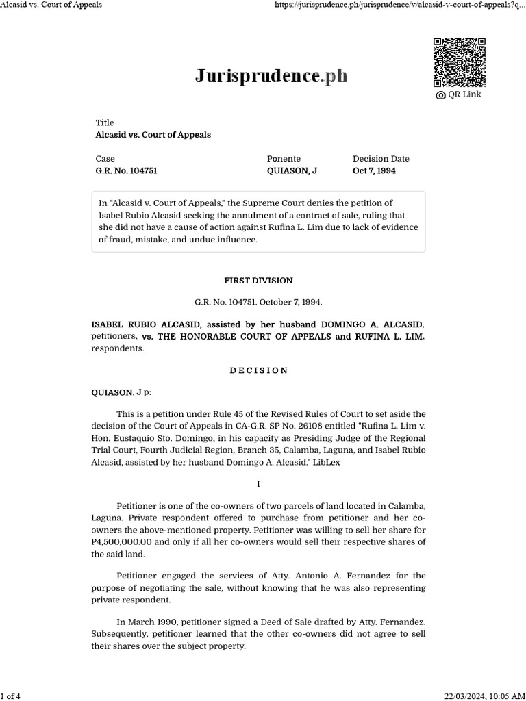 Alcasid vs. Court of Appeals (Full Text) | PDF | Complaint | Injunction