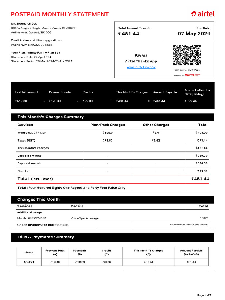 April Bill | Download Free PDF | Cheque | Credit Card