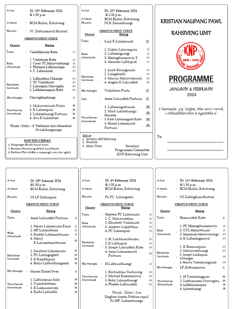 KNP Programme January & February | PDF