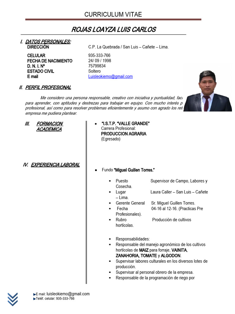 Luis Rojas CV | PDF | Agricultura