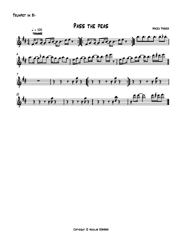 Pass The Peas Pass The Peas Trumpet in BB | PDF