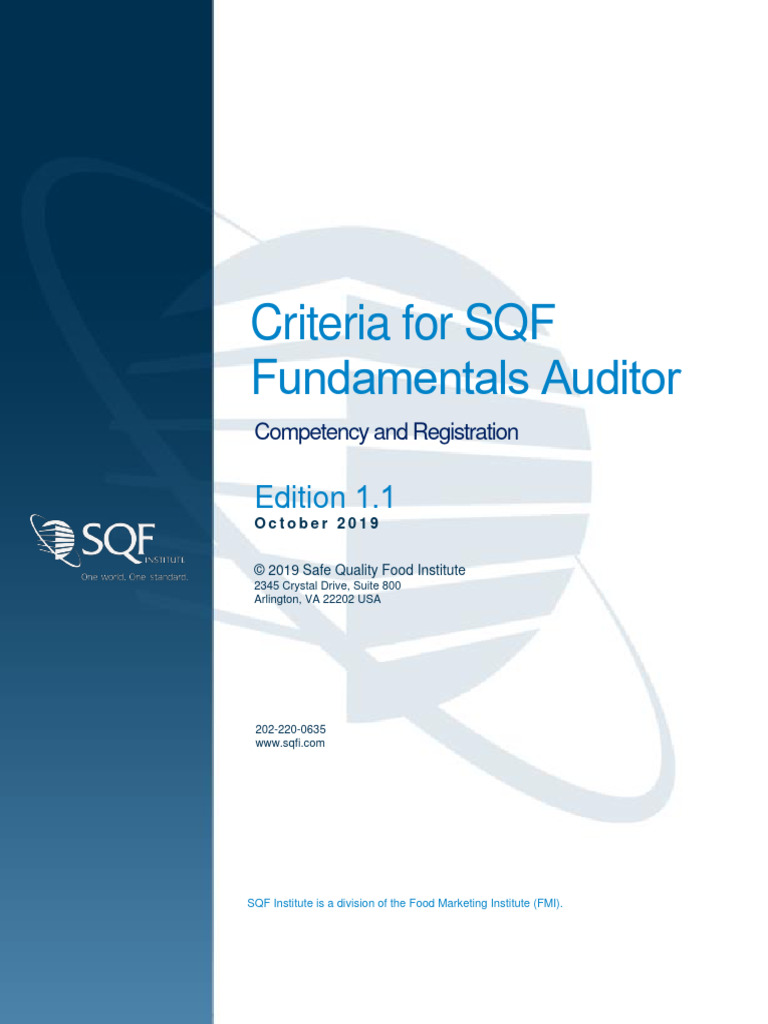 Criteria For The SQF Fundamentals Auditor | PDF | Audit | Hazard Analysis And Critical Control ...