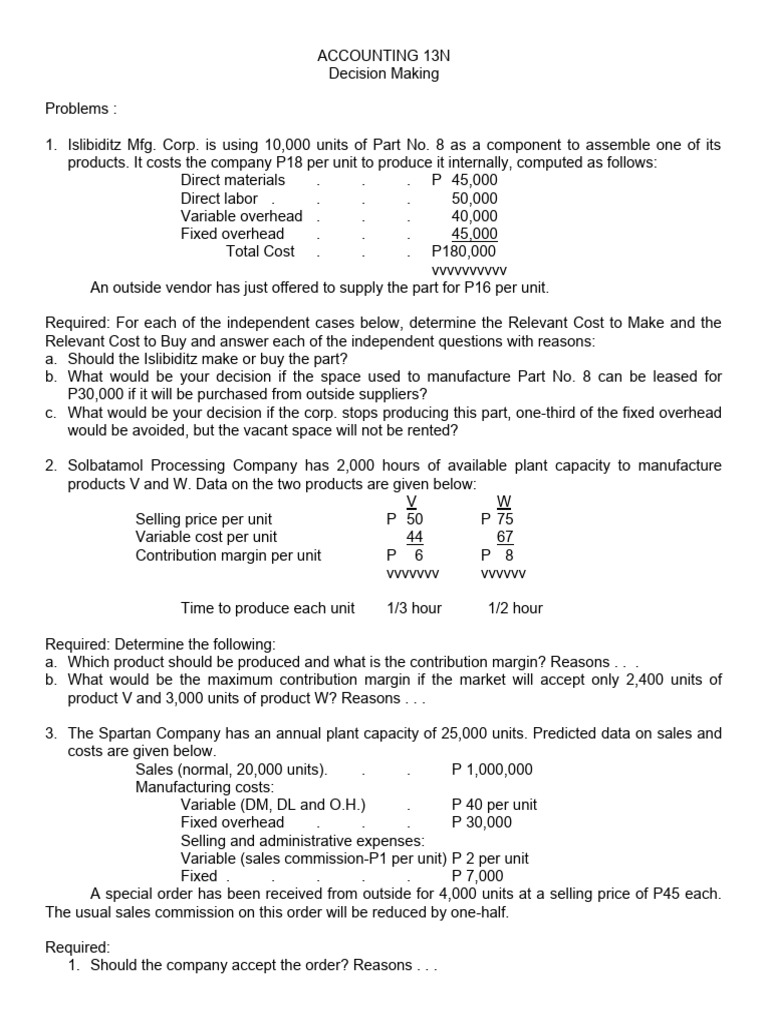 Decision Making-sample Problems(1) | Download Free PDF | Cost | Economies