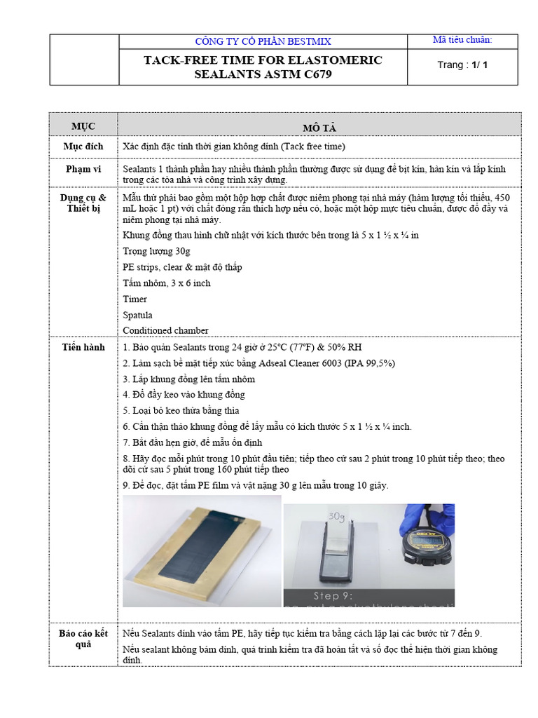 ASTM C679 Tack-Free Time For Elastomeric Sealants | PDF