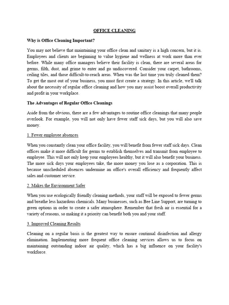 Office Cleaning | PDF | Hygiene