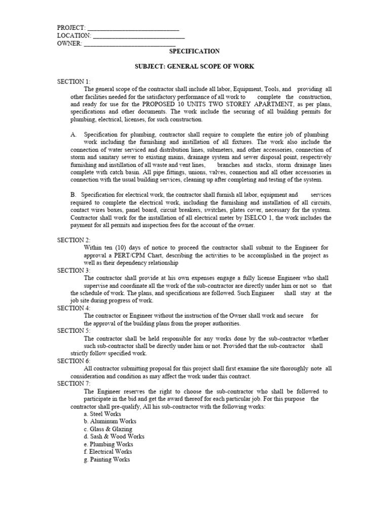 SPECIFICATION-SAMPLE-DETAILED | Download Free PDF | Concrete ...