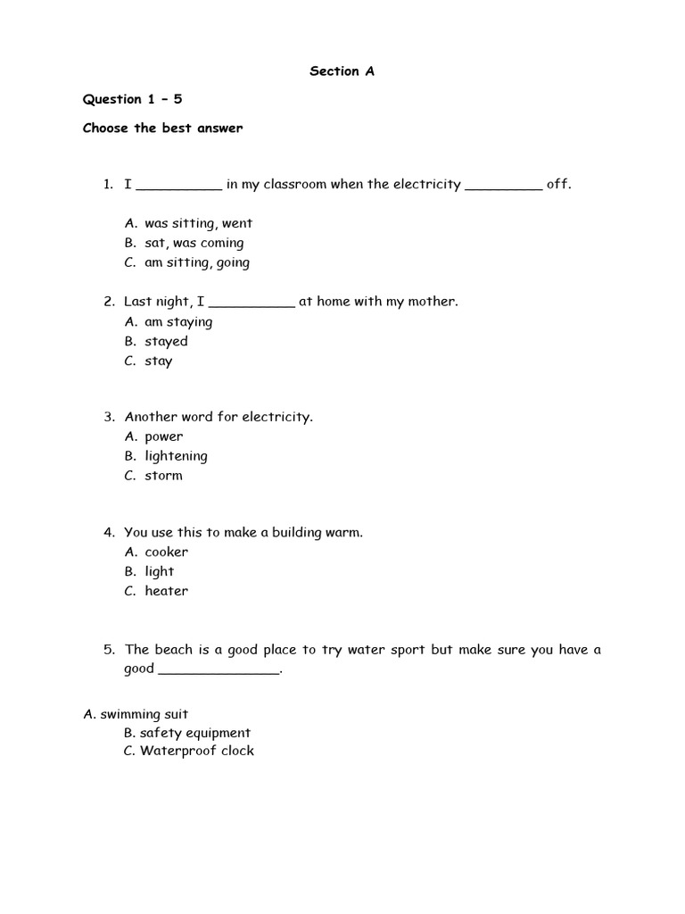 ENGLISH YEAR 6 PAPER 1 | PDF