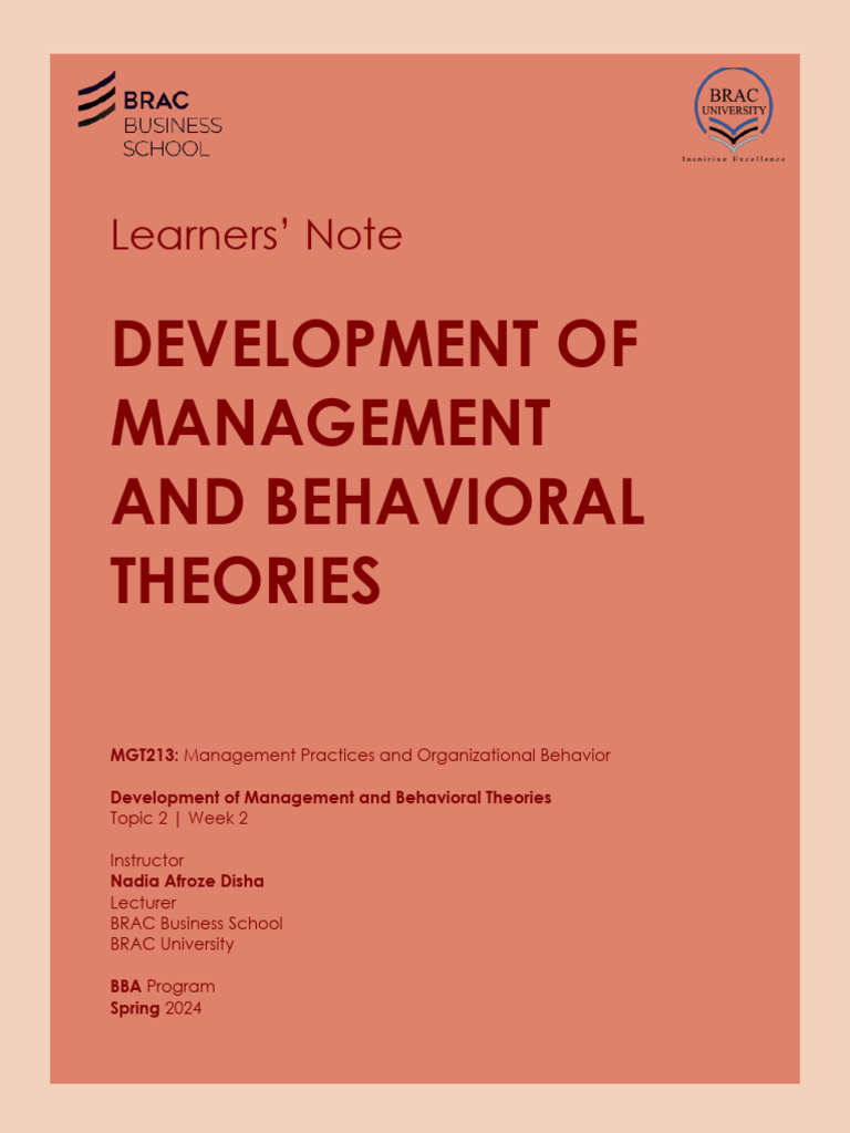 Management and Behavioral Theories Overview | PDF | Psychology ...