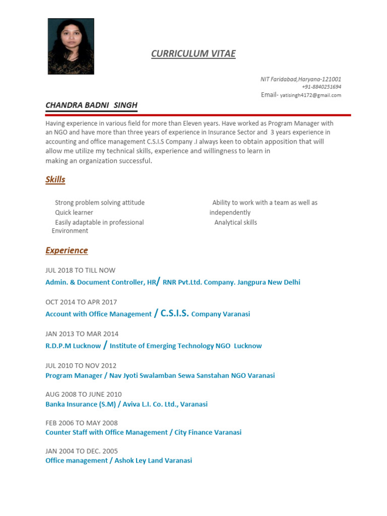 C B Singh CV For HR | PDF | Cognition | Behavior Modification