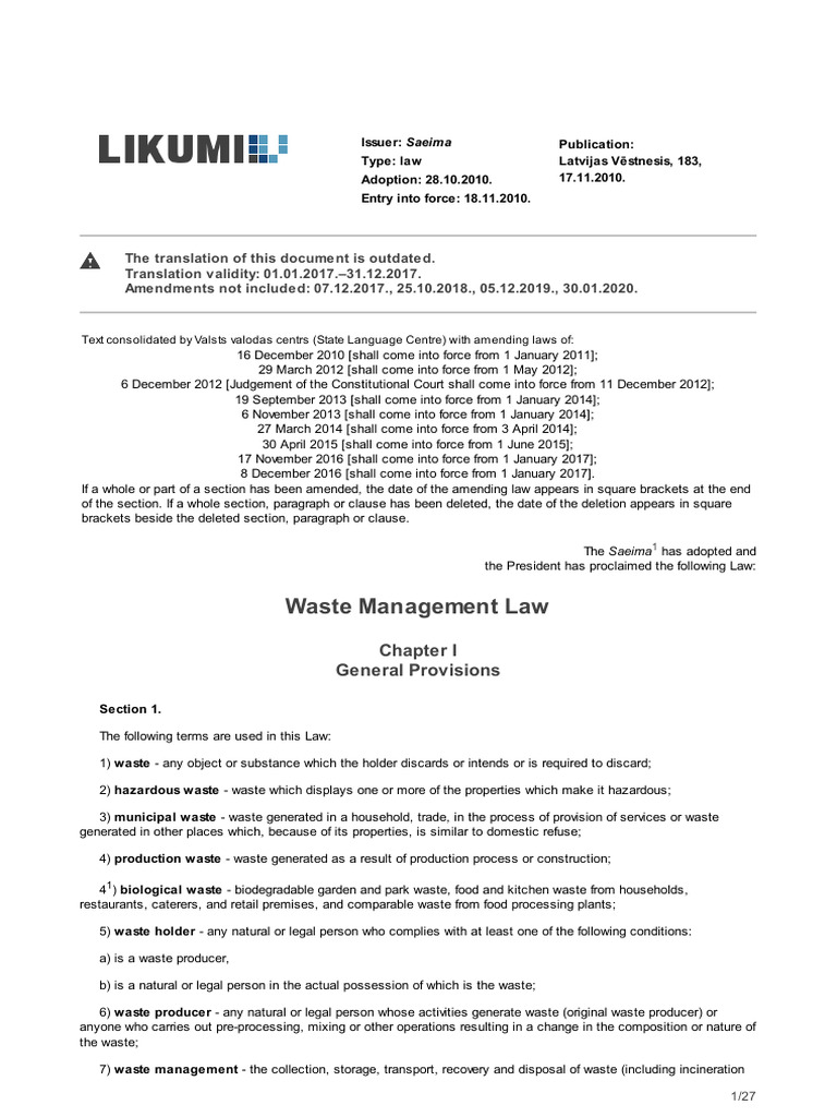 Waste_management_law_en | Download Free PDF | Waste | Waste Management