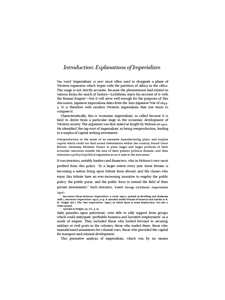 Introduction Explanations of Imperialism | PDF | Imperialism | Empire ...