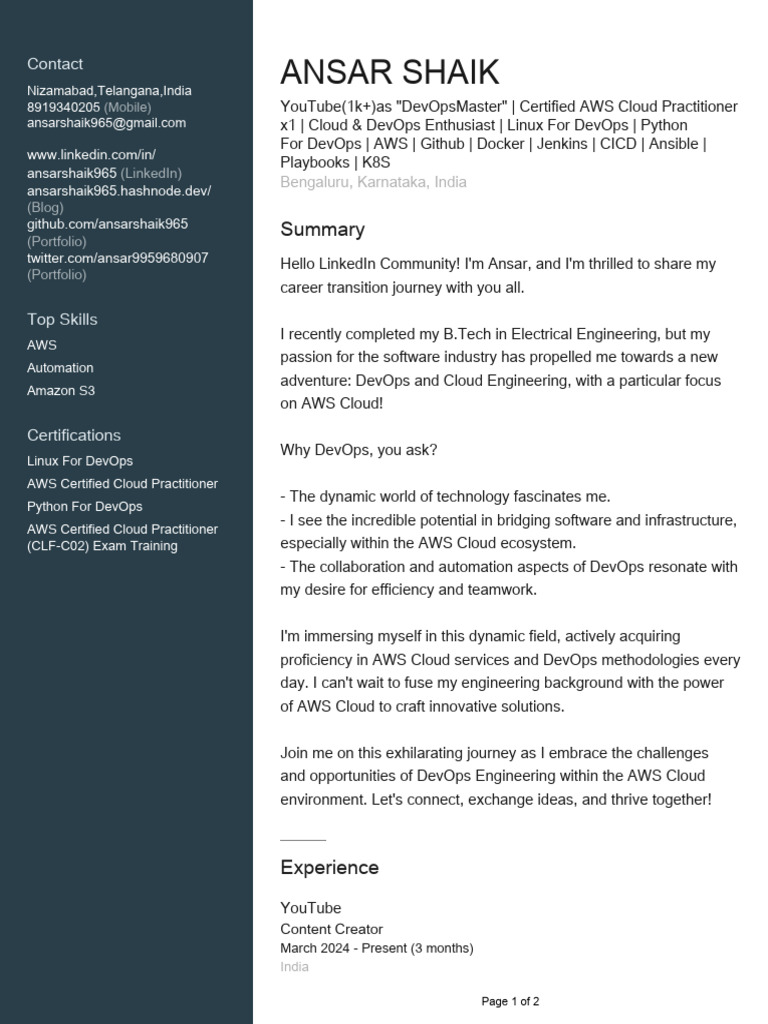 Profile | PDF | Amazon Web Services | Cloud Computing
