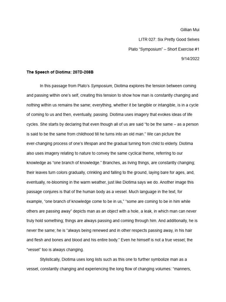 6pgs Plato Symposium Short Exercise #1 | PDF | Knowledge