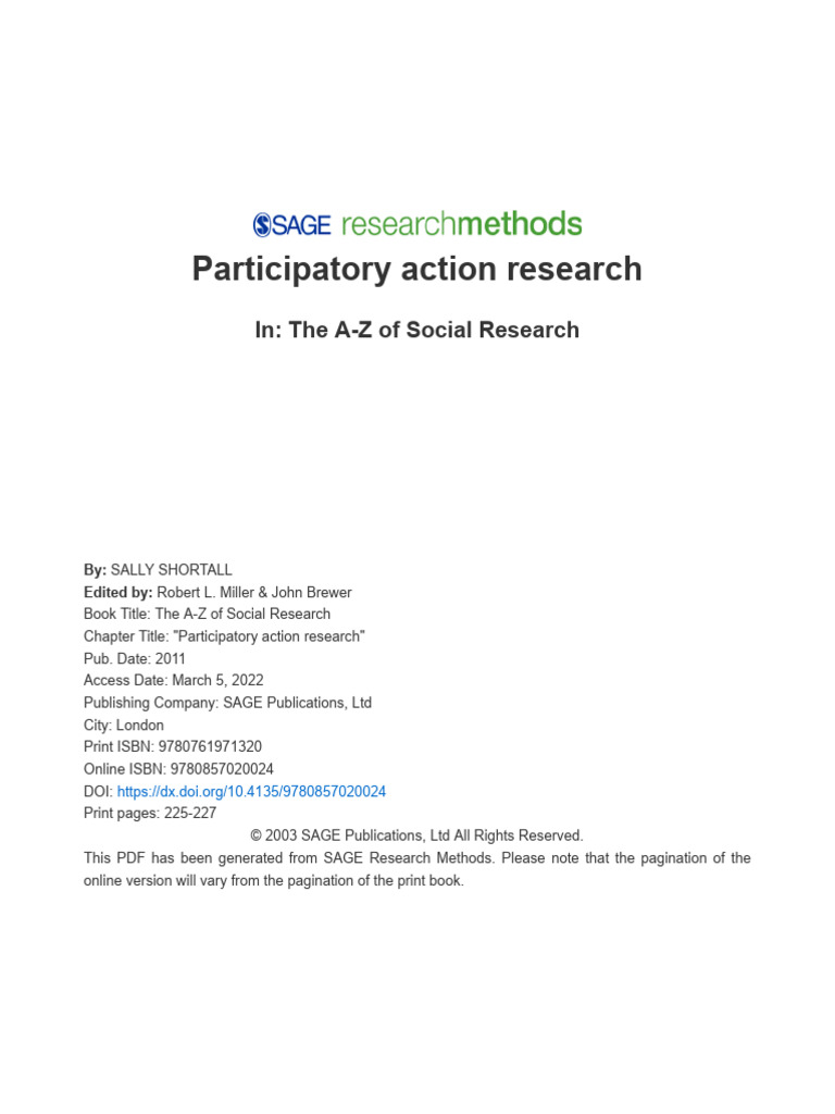 Participatory Action Research | PDF | Methodology | Participatory ...