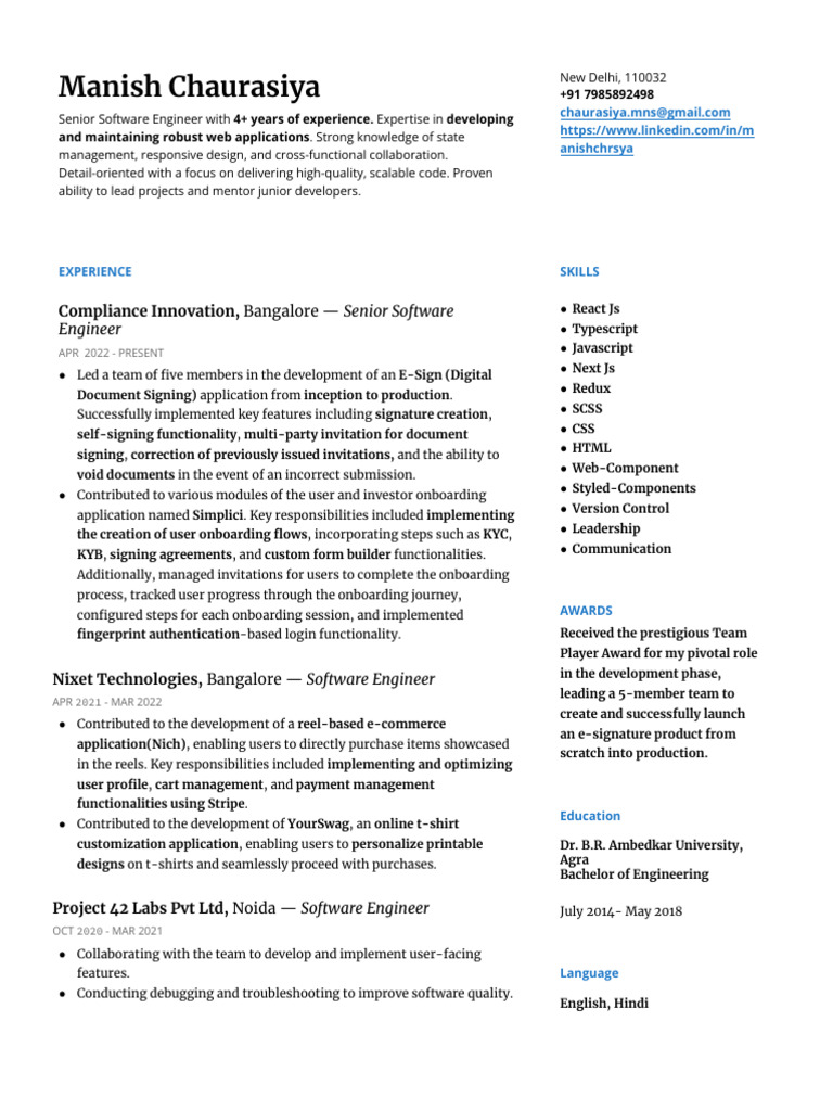 Senior Software Engineer Profile | PDF | Computer Engineering | Software