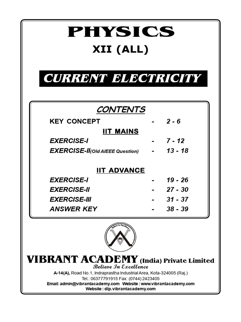 Current Electricity (XII)_Final | PDF | Electrical Resistivity And Conductivity | Physical ...
