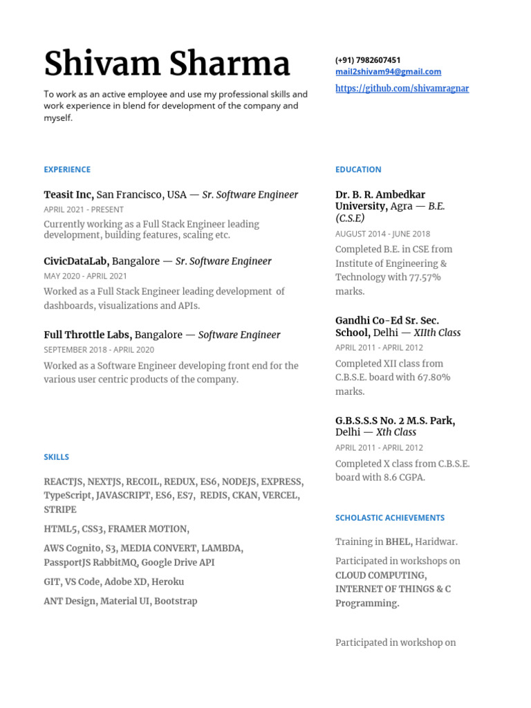 Shivam_Resume_2022 (2) | Download Free PDF | Mobile App | Software