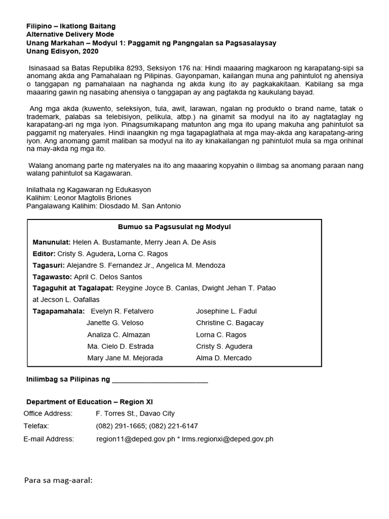 filipino 3 1st quarter | PDF