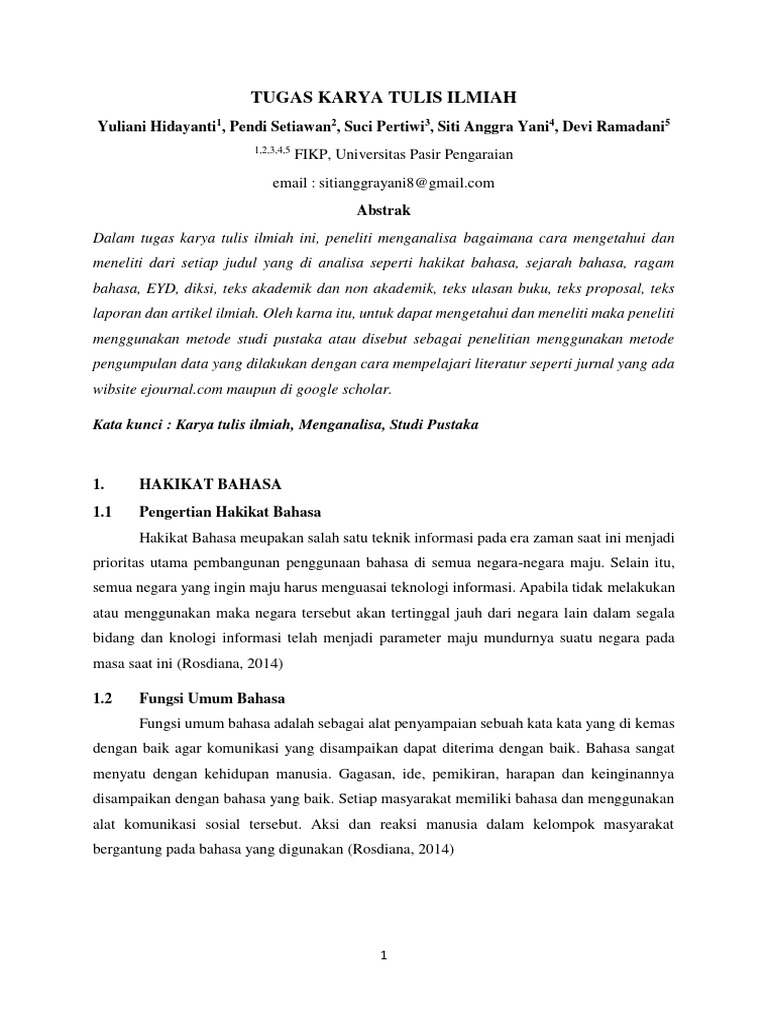Tugas Karya Tulis Ilmiah | PDF