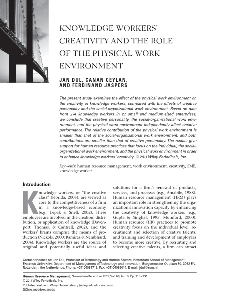 Knowledge Workers' Creativity and The Role of The Physical Work ...