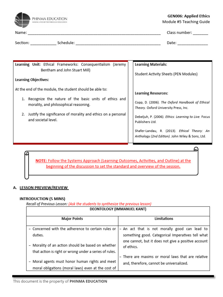 Tg5 Ethical Frameworks Consequentialism | PDF | Utilitarianism | Pleasure
