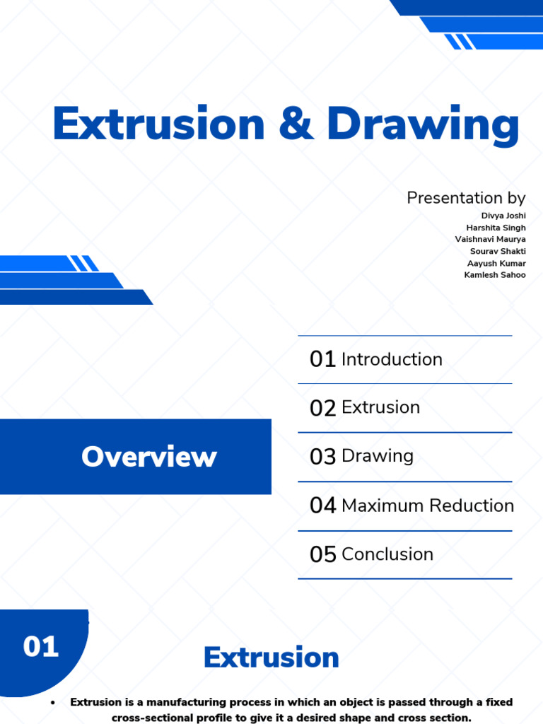Extrusion & Drawing: Presentation by | PDF | Extrusion | Wire