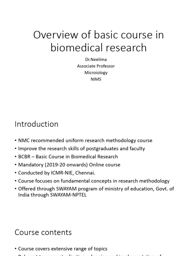 overview of bcbr course | PDF | Epidemiology | Methodology