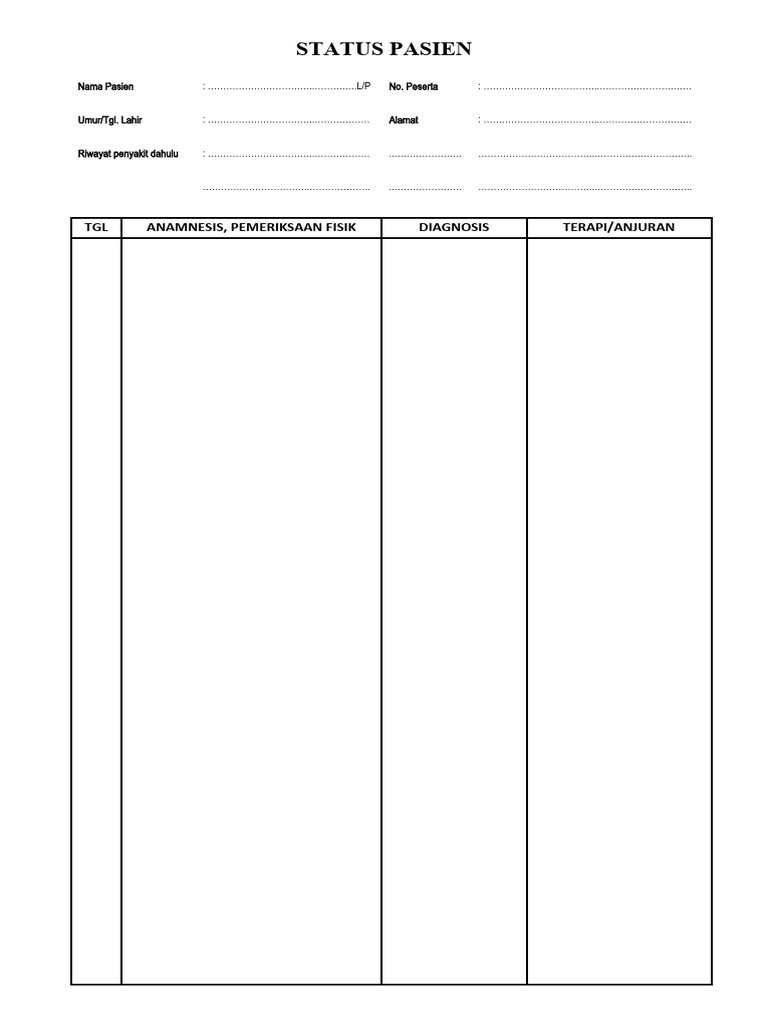 Kartu Status Pasien | PDF